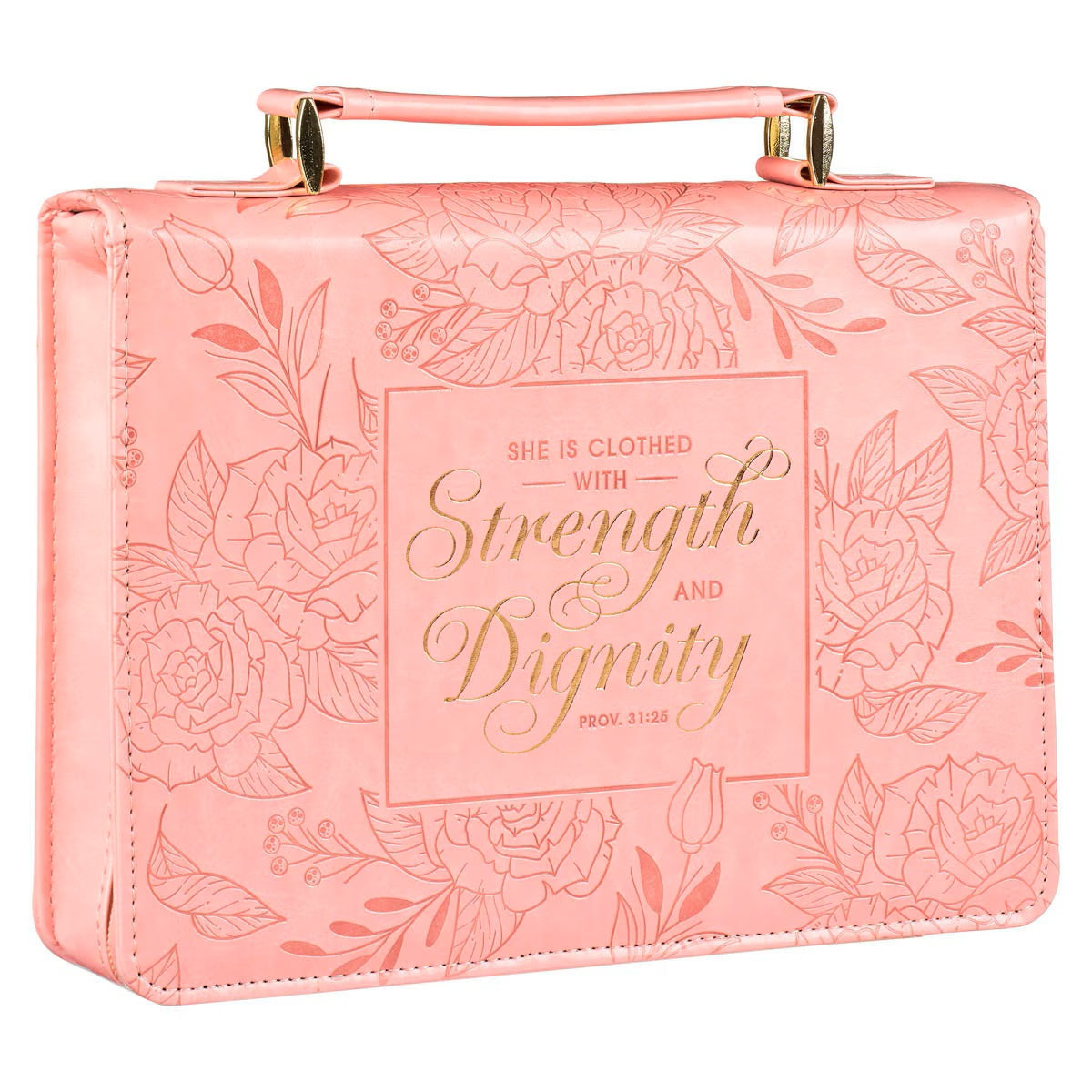 Strength and Dignity Rose Pink Faux Leather Bible Cover - Proverbs 31 ...